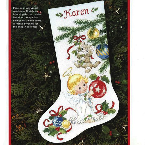 Angel Counted Cross Stitched Christmas Stockings - Etsy