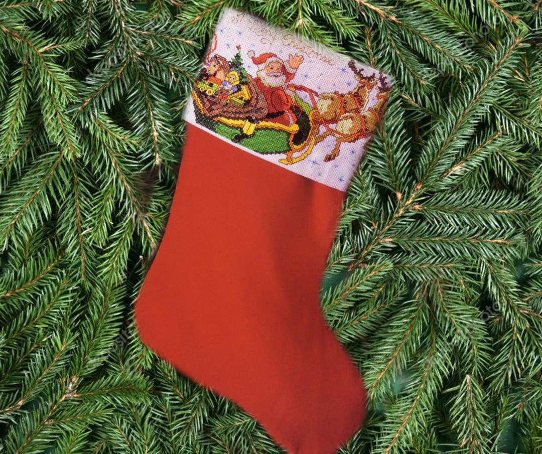 Personalized Christmas Stocking Santa on Sleigh Christmas Stocking ...