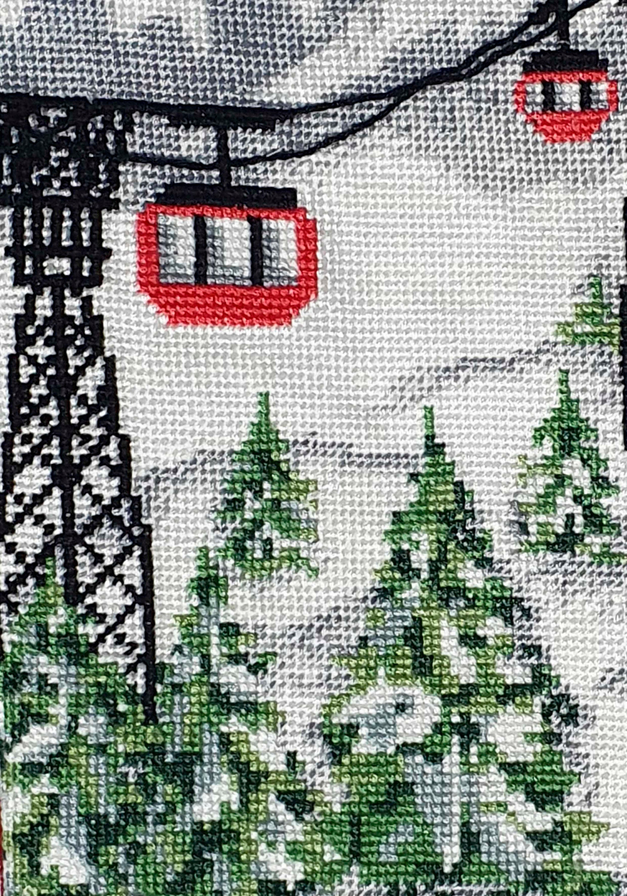 Christmas Stocking PDF Pattern Cross Stitch Christmas Ski Resord Santa ...
