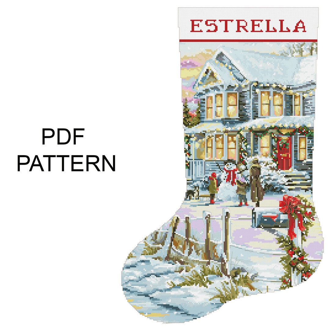Christmas Stocking PDF Pattern Cross Stitch Embroidery Christmas ...