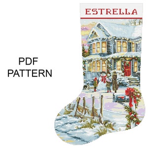 Christmas Stocking PDF Pattern Cross Stitch Embroidery Christmas ...