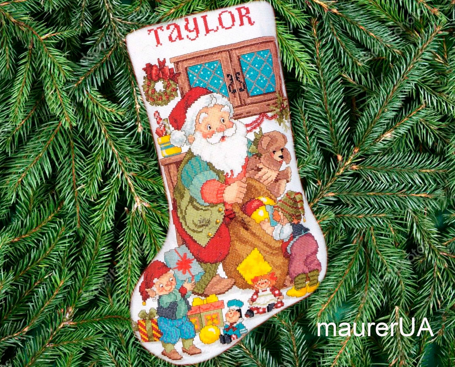 Personalised Christmas Stocking Santa and His Elves Stocking - Etsy