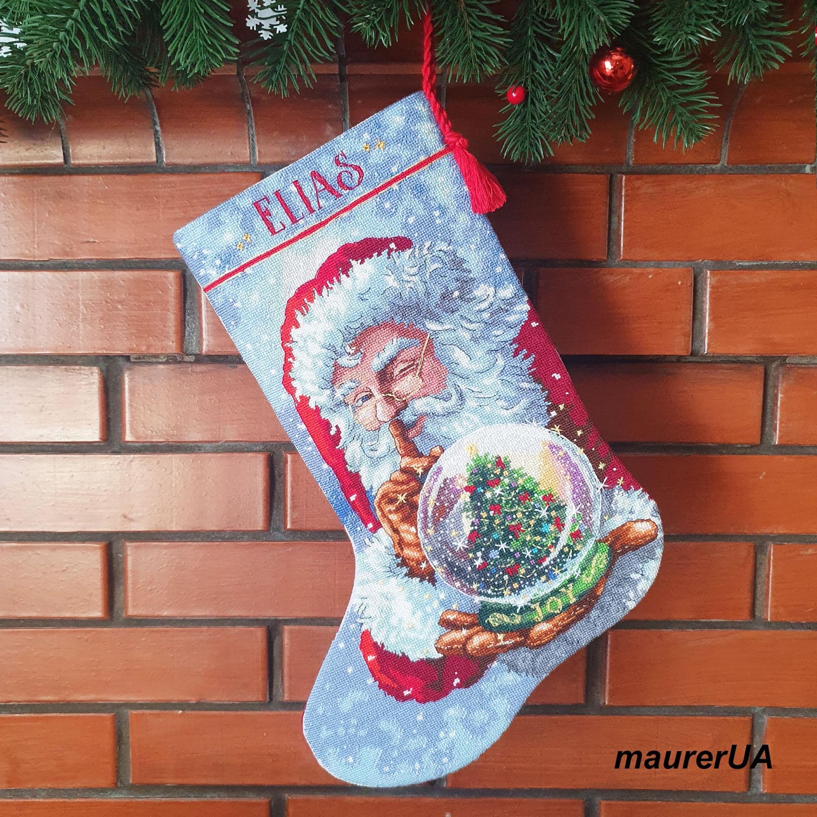 Santas Snow Globe Stocking Dimension Personalised Christmas Stocking ...