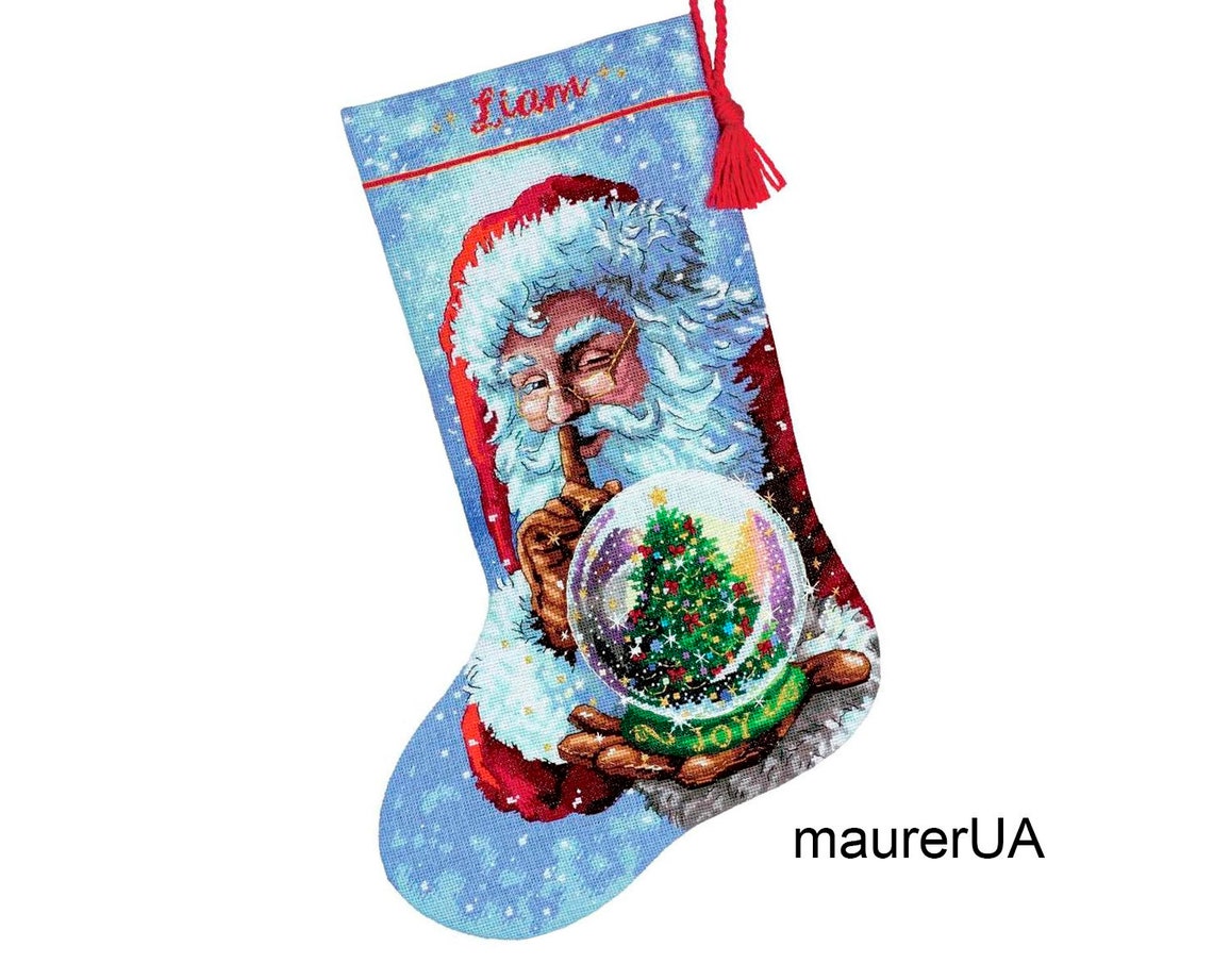 Santas Snow Globe Stocking Dimension Personalised Christmas Stocking ...