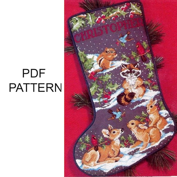 Forest Stocking Cross Stitch - Etsy