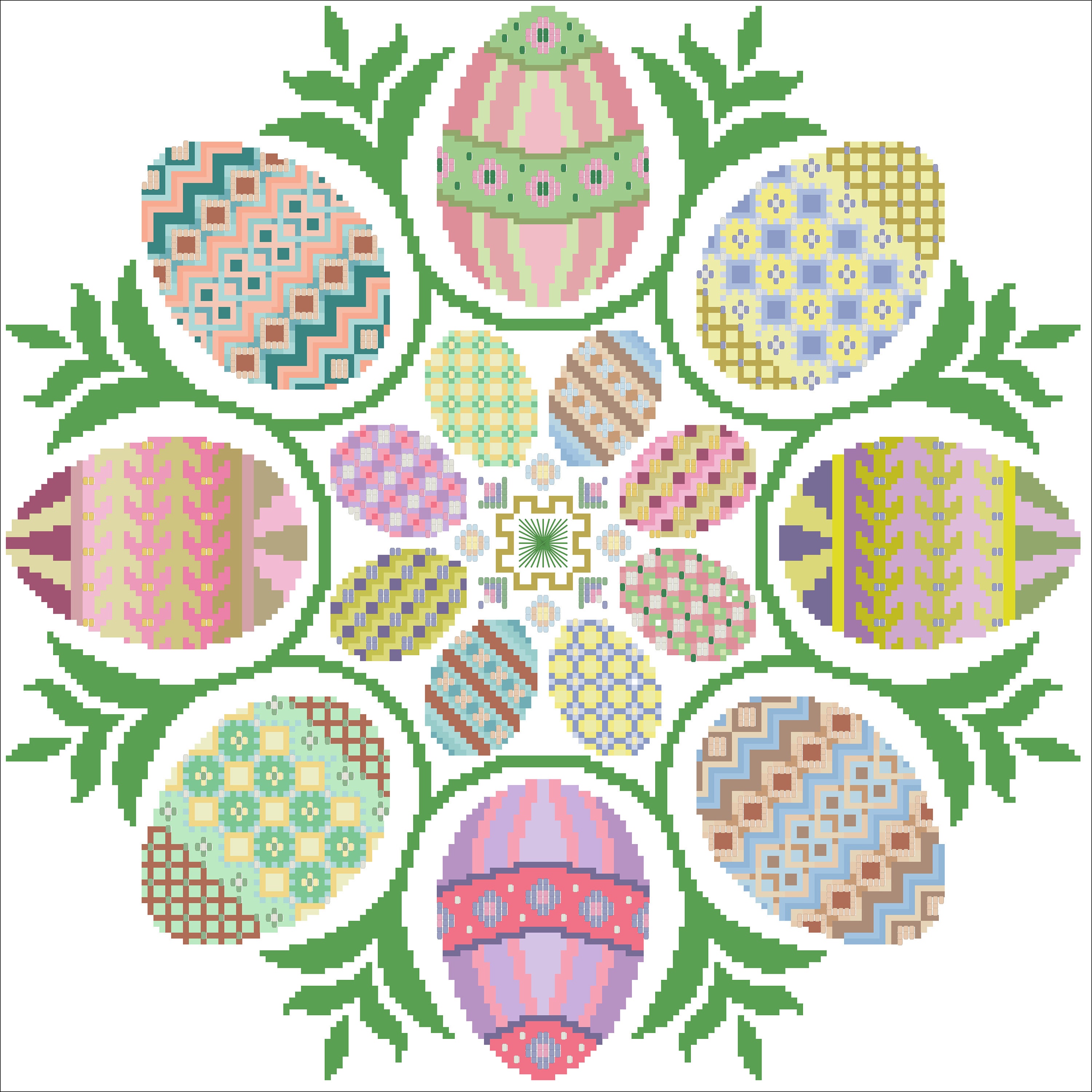 Easter embroidered eggs PDF pattern Easter table runner | Etsy