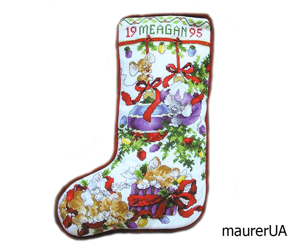 Personalised Stockings With Cute Mice and Kittens Custom Embroidered ...
