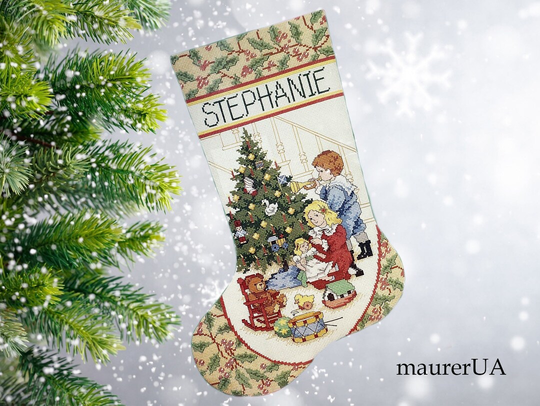Finished Embroidered Christmas Morning Stocking Personalized Stocking ...