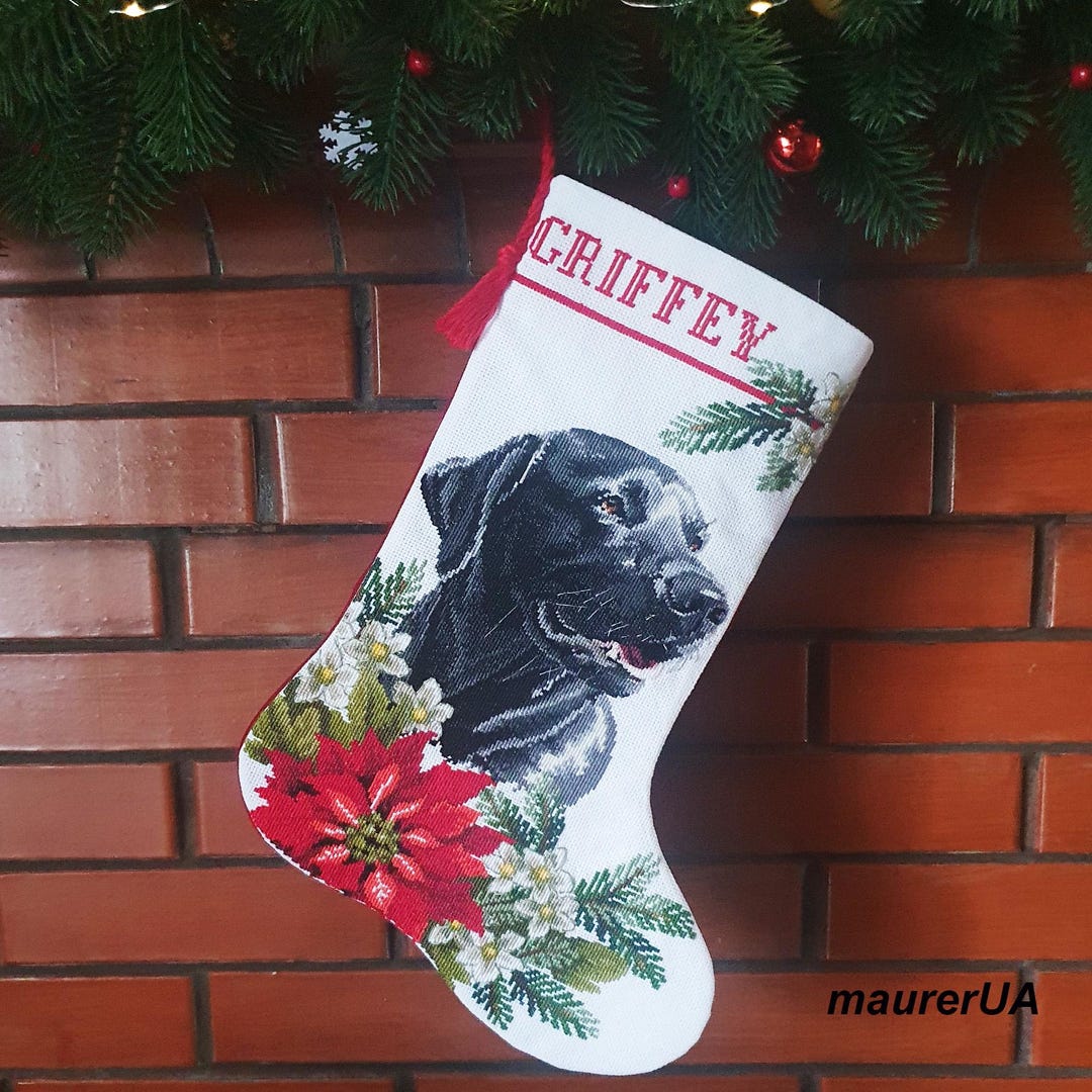 Black Labrador Christmas Stocking Finished Personalized Christmas ...