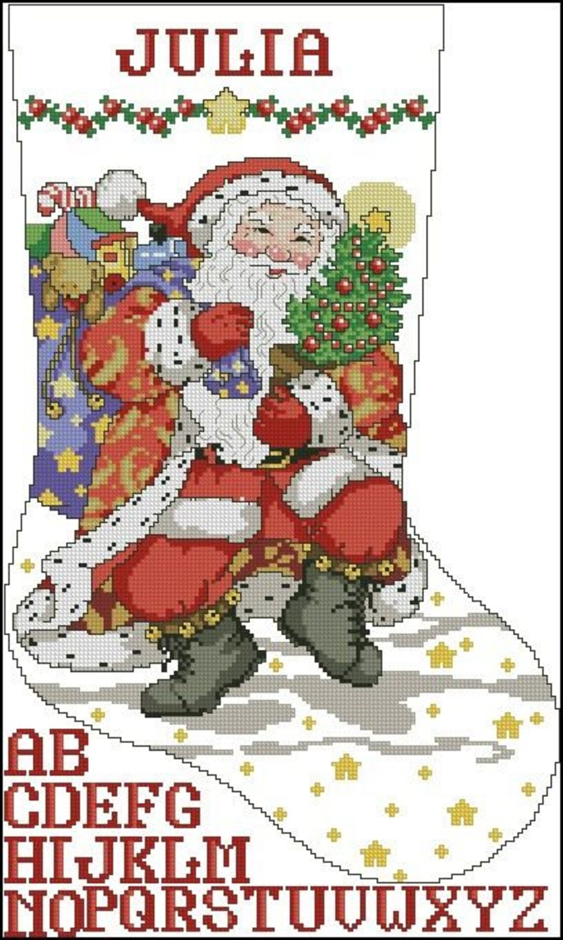 Personalised Christmas Stocking With Embroidered Santa Dancing Santa ...