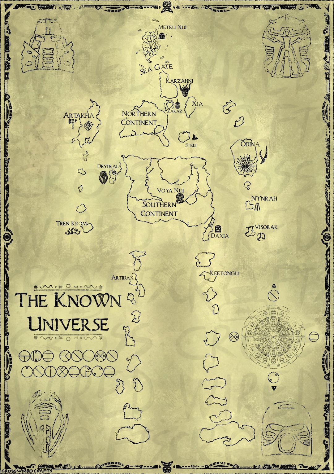 Matoran Universe Fantasy Style Map Poster Bionicle Inspired - Etsy