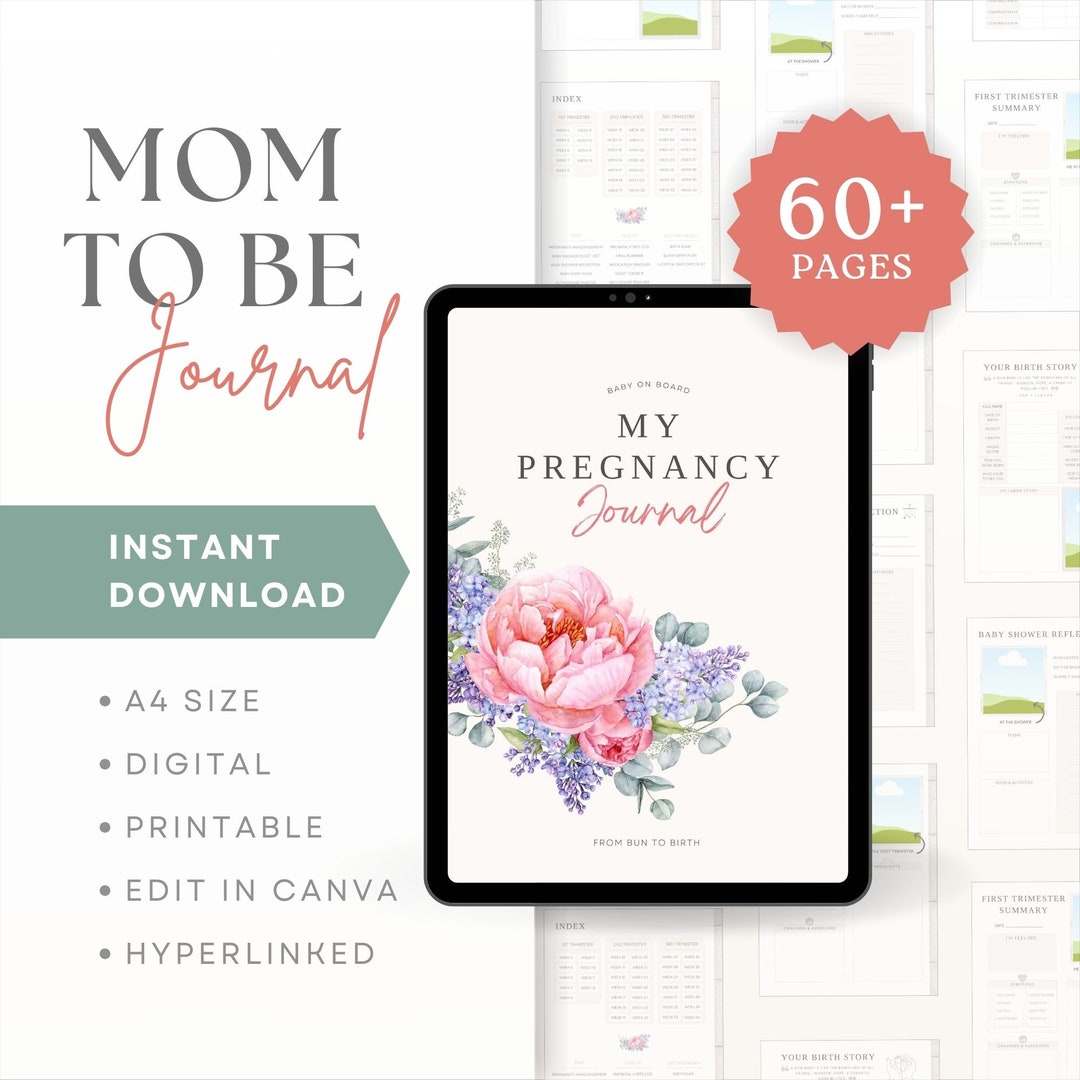 Pregnancy Diary for Moms to Be, Custom Digital Journal for Expecting ...