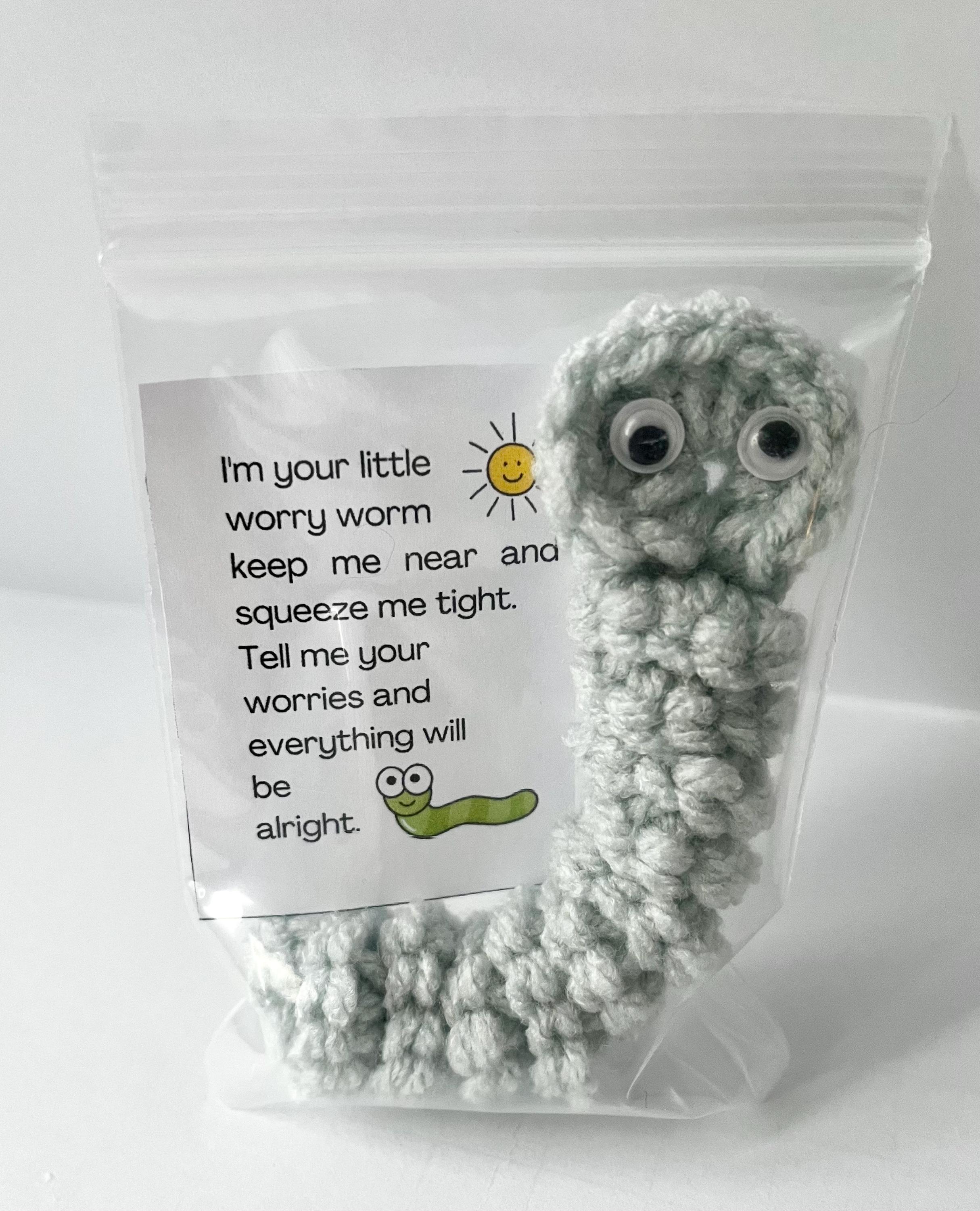 Worry Worm Crochet Handmade Anxiety Relief Stress Relief Soft Sensory ...