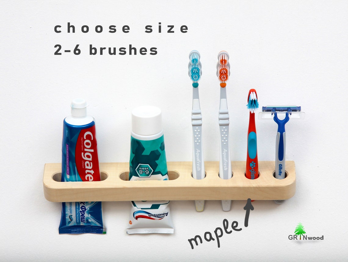 Double Toothpaste and Toothbrush Holder Wall Handmade - Etsy