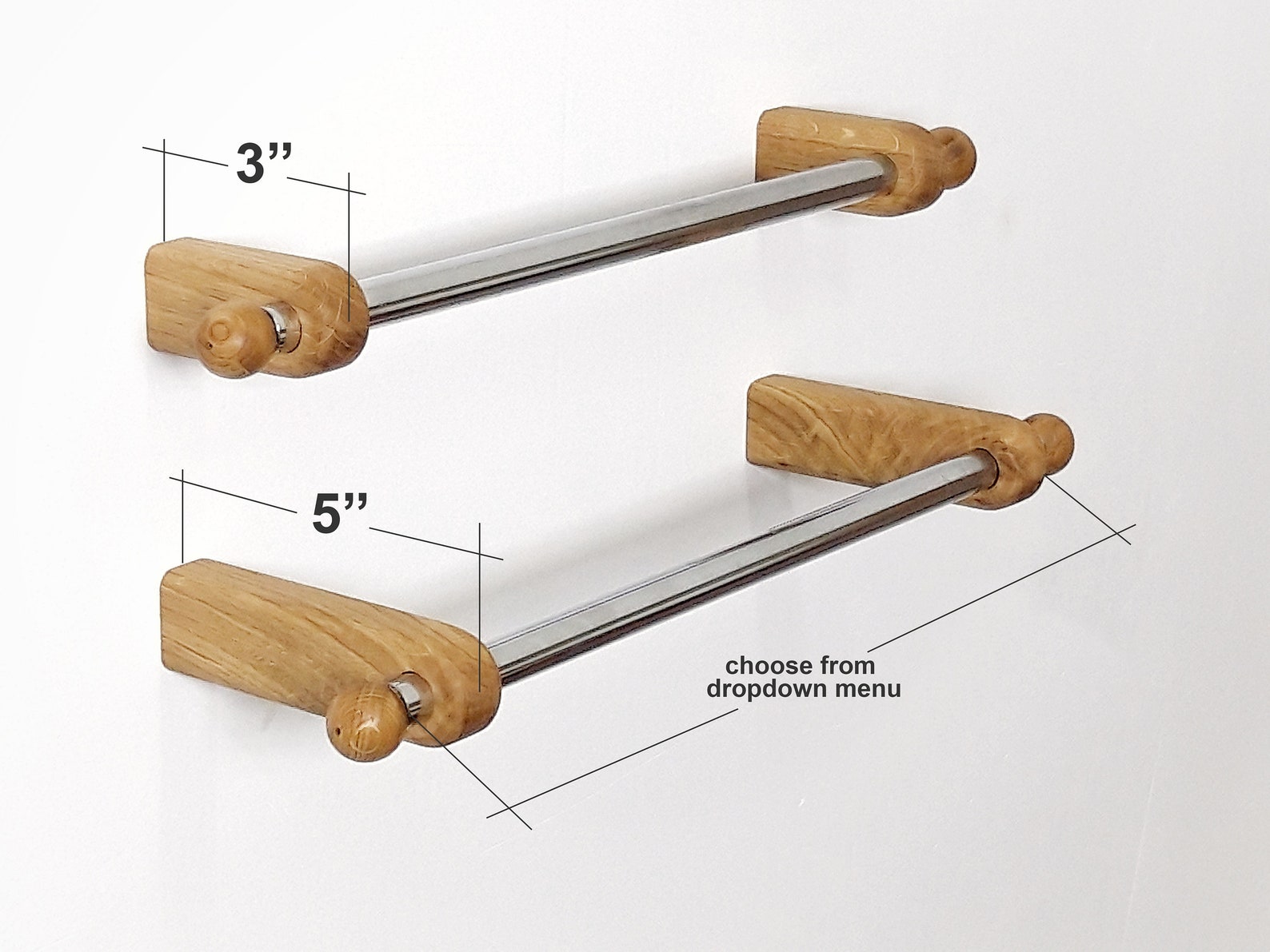 Bathroom Towel Bar Set // Two Wooden Towel Hangers // Wall - Etsy