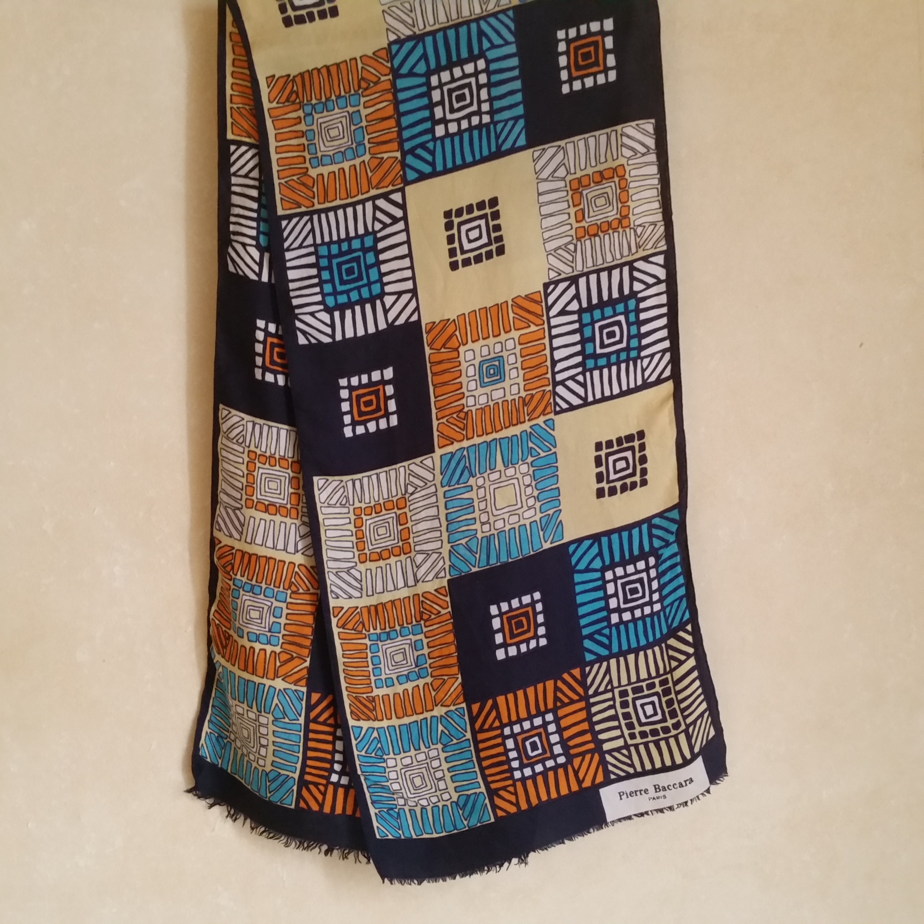 1960s MOD SILK SCARF by Pierre Baccara, Paris. A Truy French Retro ...