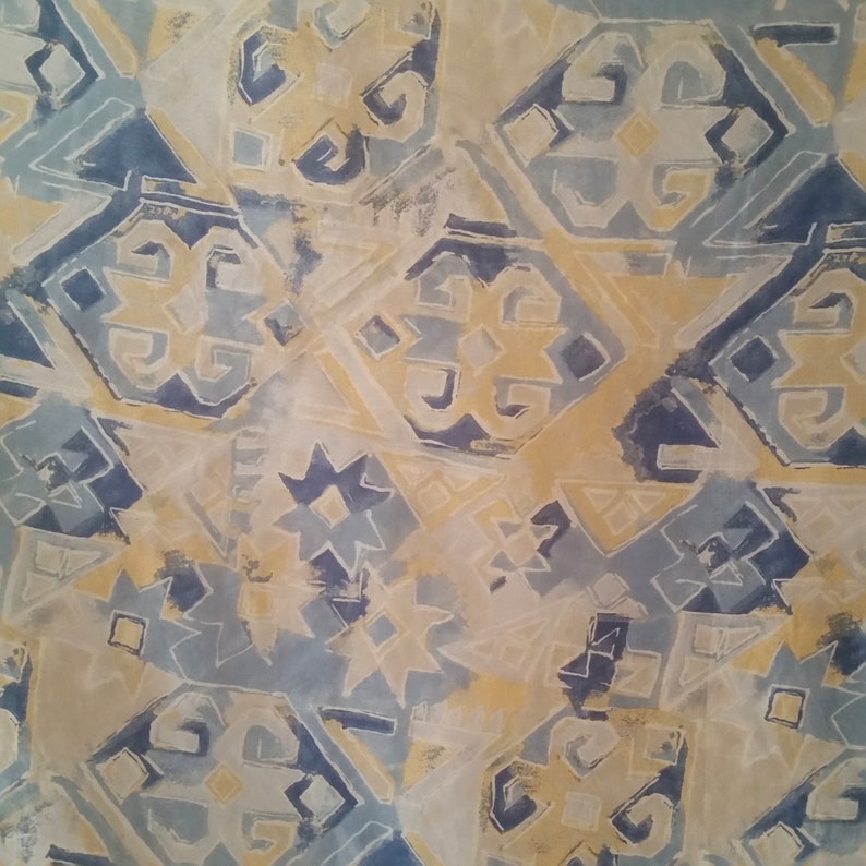 1970s FRENCH BOHO STYLE Silk Scarf With Geometric Aztec Chic Design ...