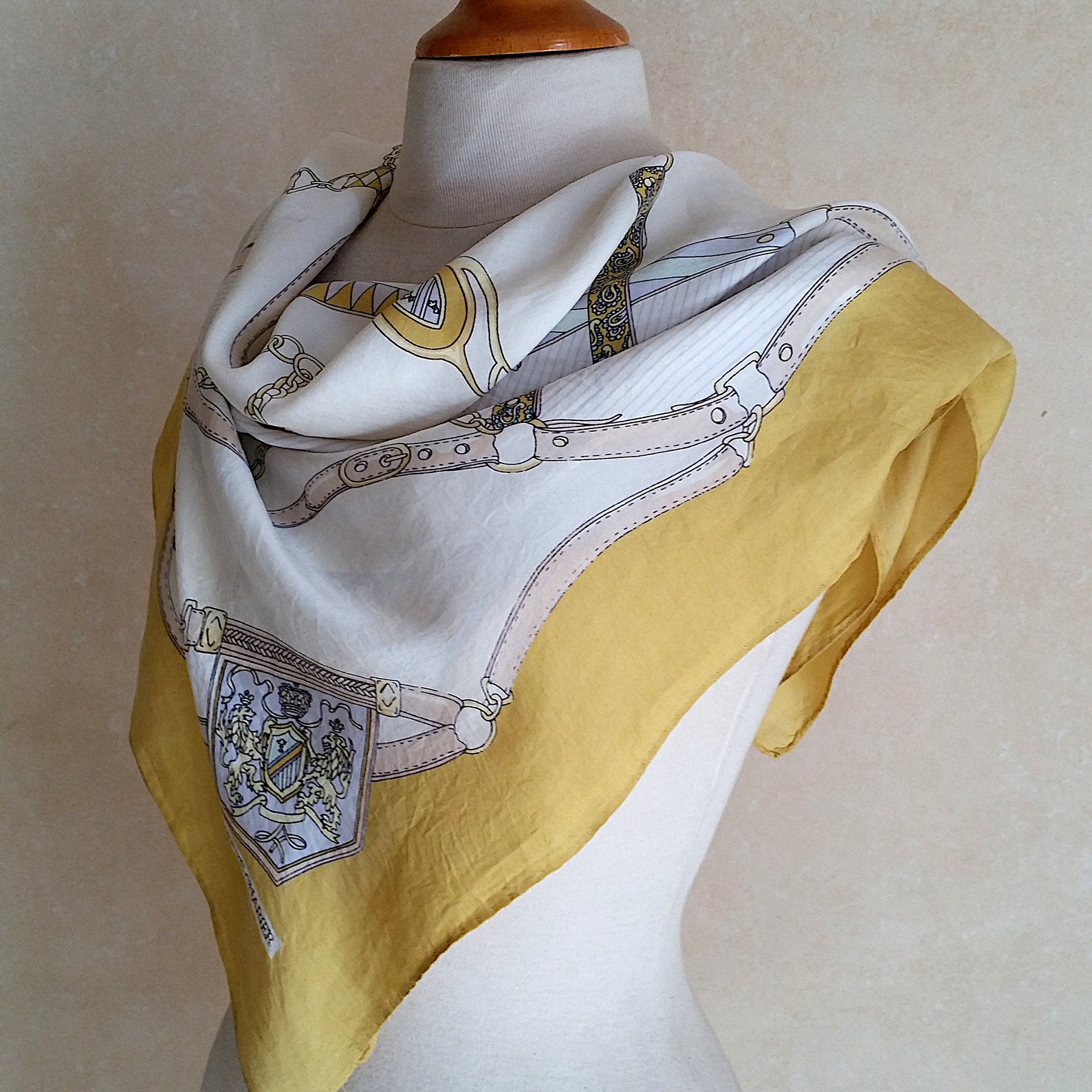 Vintage Classic Mid Century French Silk Scarf by Pierre Charier in ...