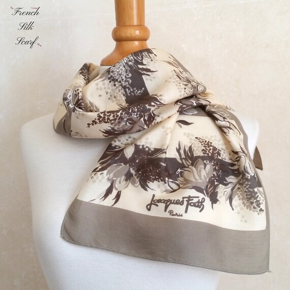 Vintage STYLISH JACQUES FATH French silk Scarf in boh… - Gem
