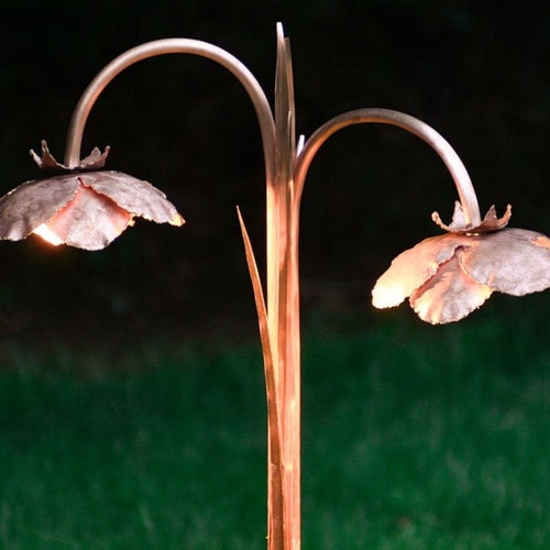 Copper Flower Pathway Lights | Etsy