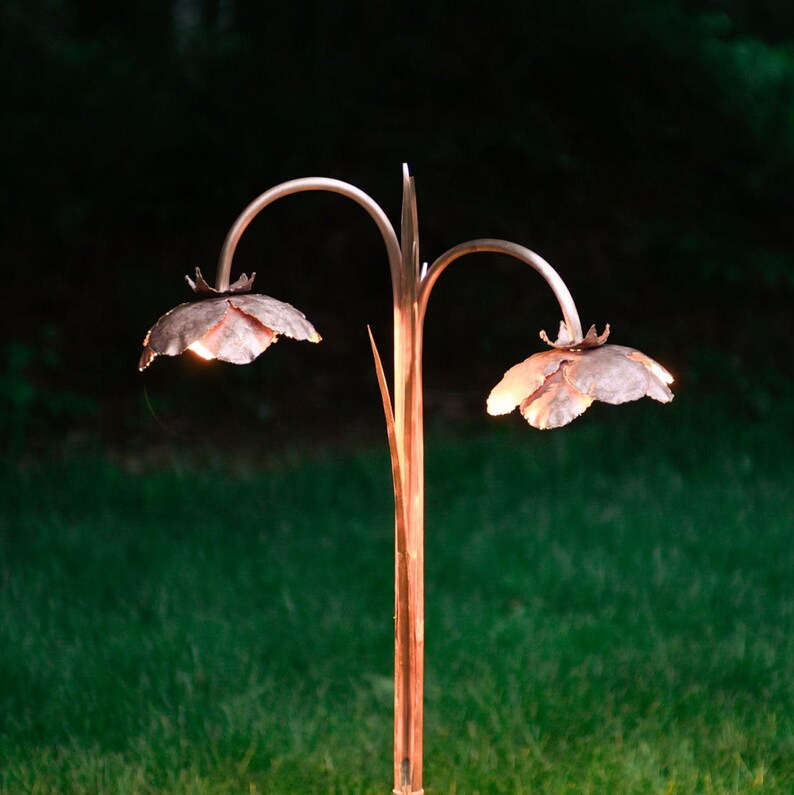 Copper Flower Pathway Lights | Etsy