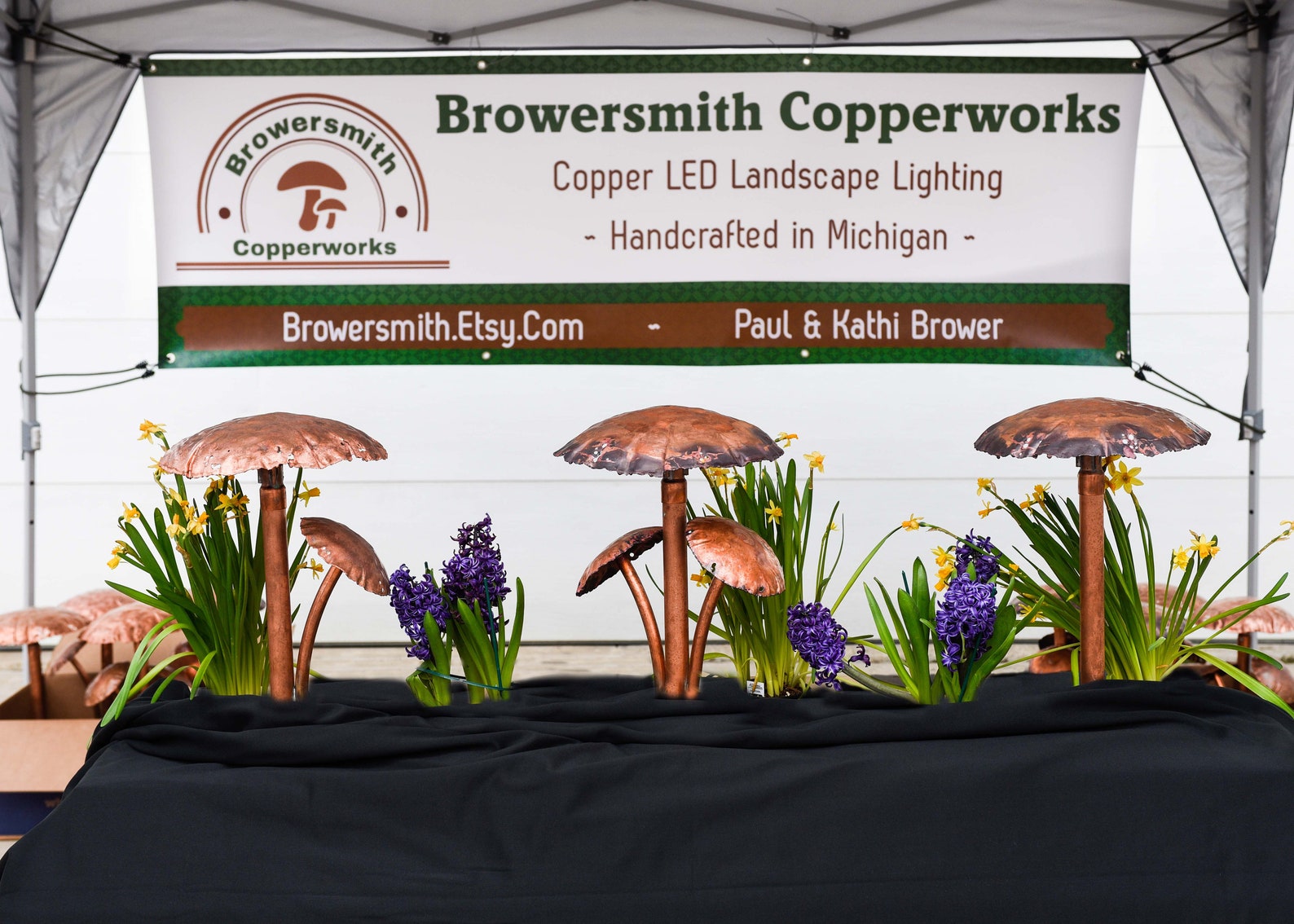Copper LED Landscape Lights With One Large Mushroom Cap - Etsy