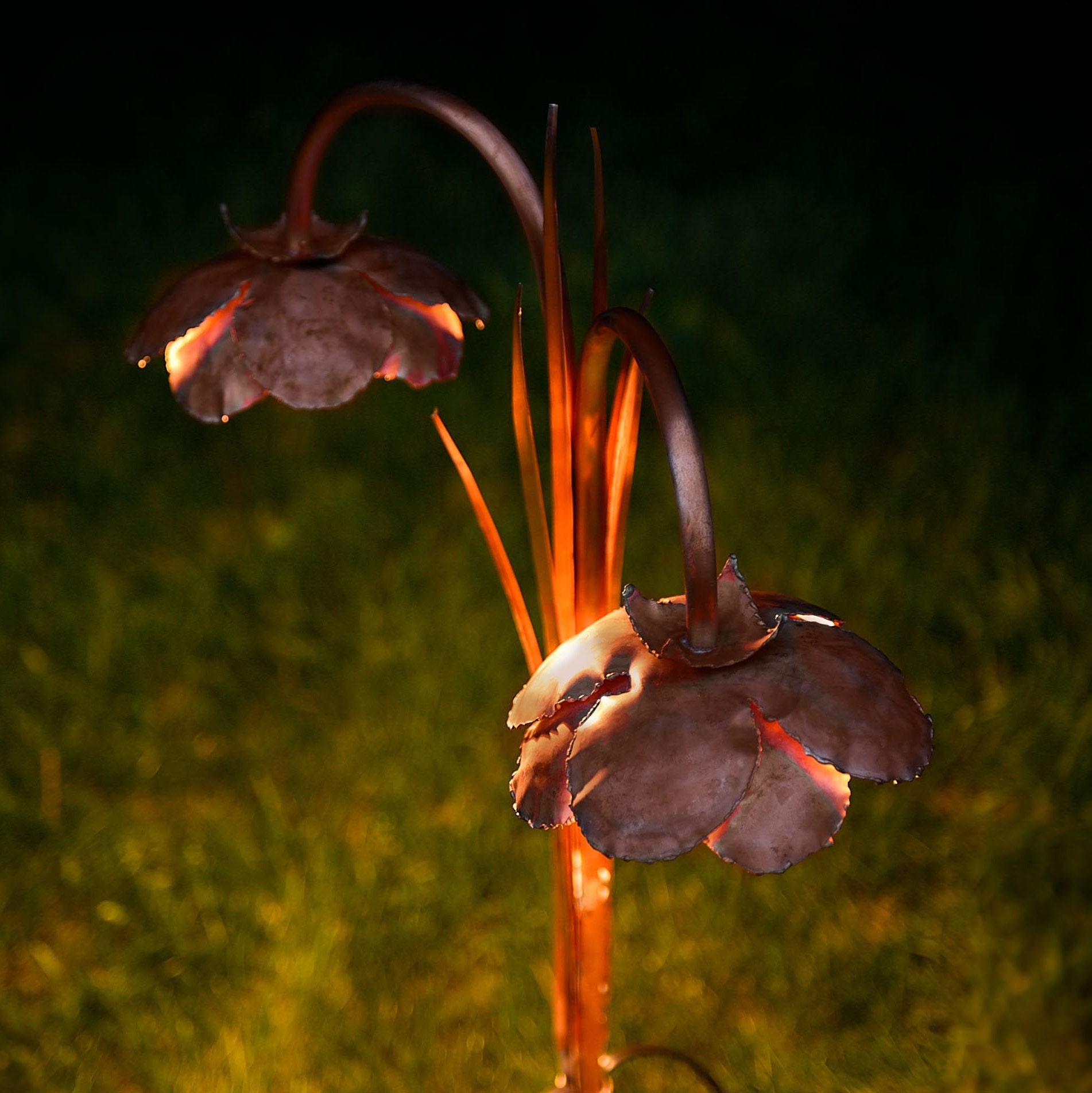Copper Flower Pathway Lights - Etsy