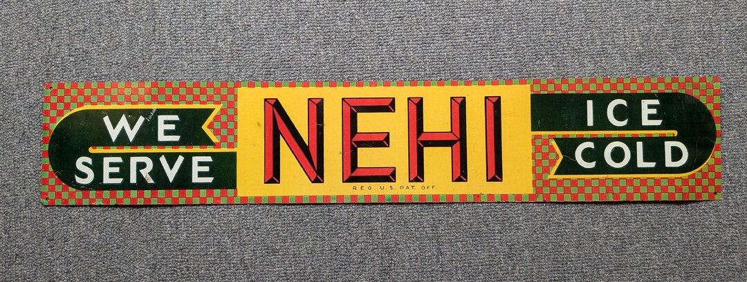 Vintage Nehi "we Serve Ice Cold Nehi" Metal Advertising Sign - Etsy