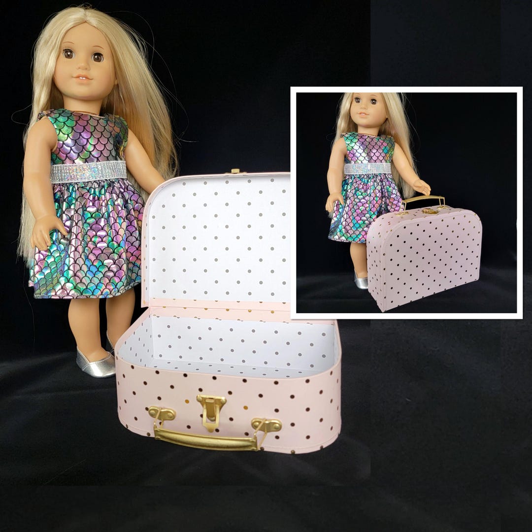 Suitcase 9.5 X 6.75 X 3 inside Dimensions Pink, Gold Dots, Gold Handle ...