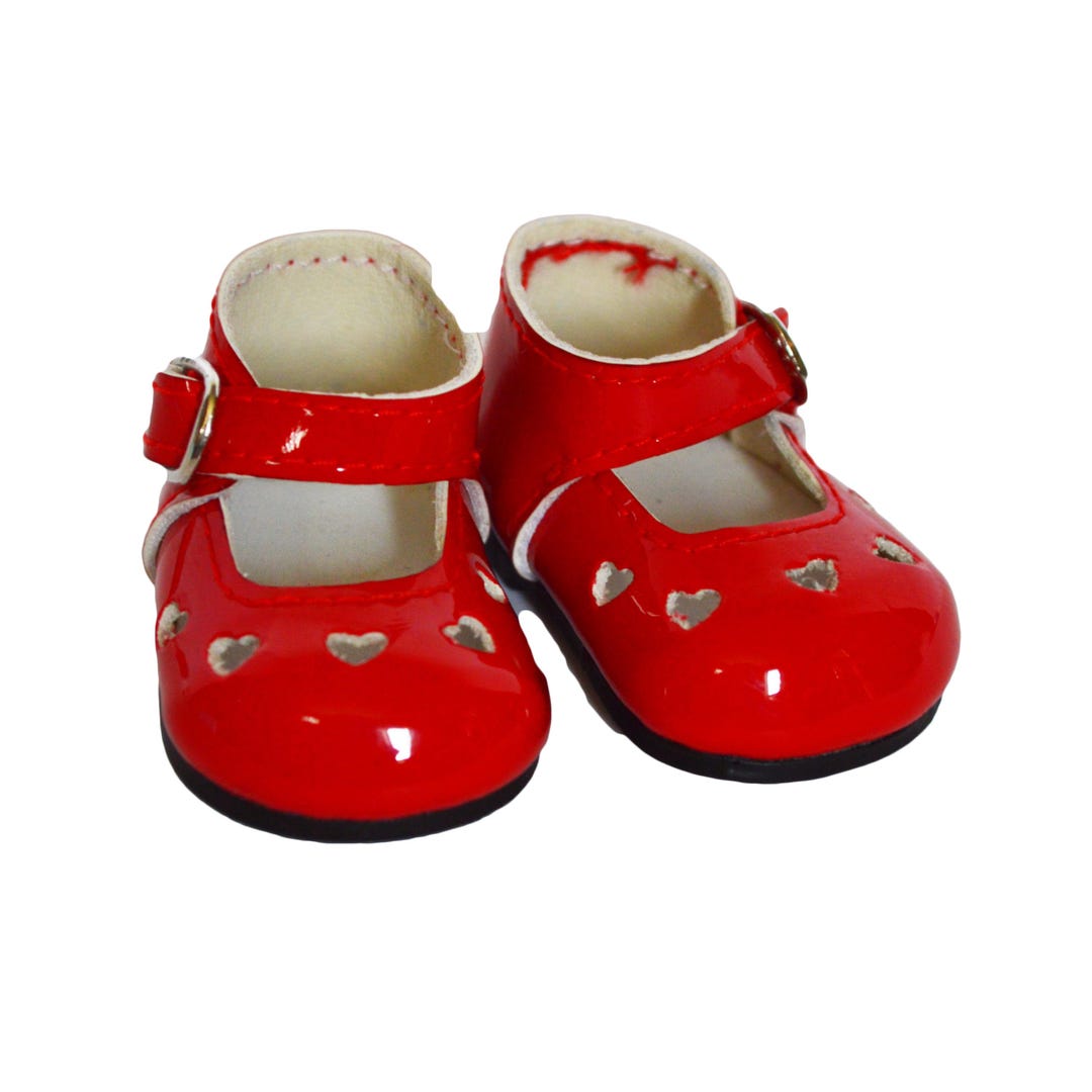 Red Shoes, Heart Shaped Cutouts, Strap Tab, Silver Buckle, Mary Jane's ...