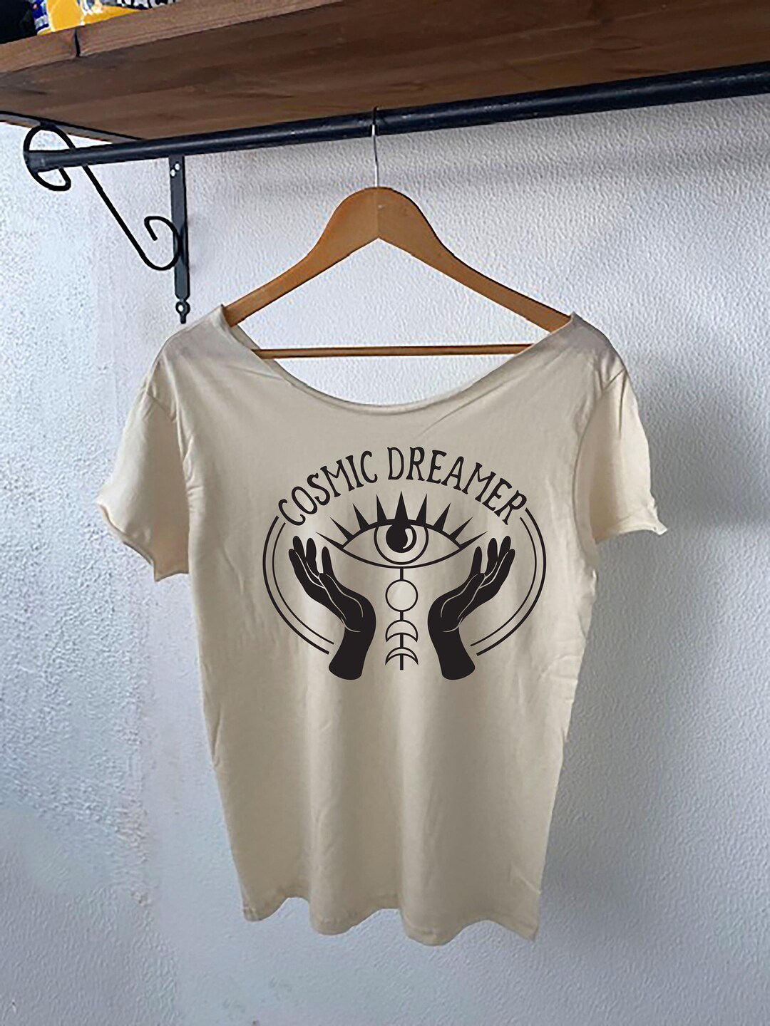 Cosmic Dreamer off the Shoulder Slouchy Cotton T Shirt, Yoga Shirts ...