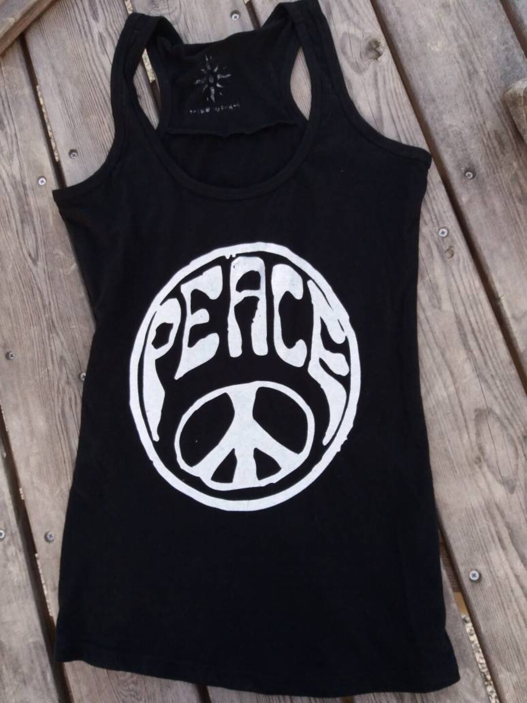 Peace Sign Cotton Racer Back Tank Top, Women's Tank Tops, Yoga Shirts ...