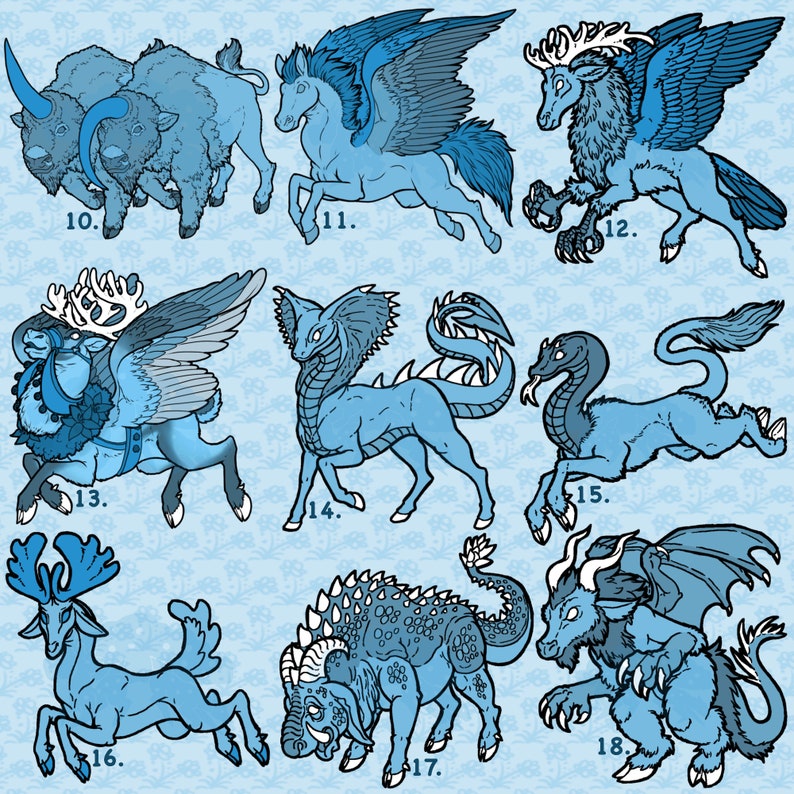 Mythical Creatures Custom Art, Base Edit, Unicorn, Pegasus, Peryton ...