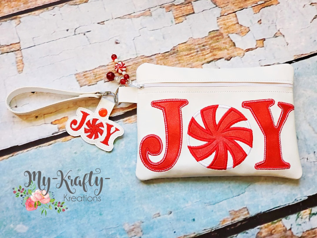 Joy Peppermint Zipper Bag, Peppermint Clutch, Candy Purse, Christmas ...