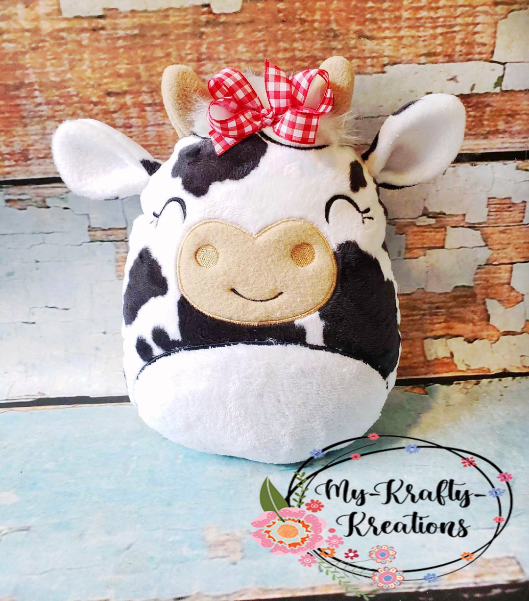 Stuffed Black & White Cow, Handmade Cow, Stuffed Cow Plush, Stuffed Cow ...