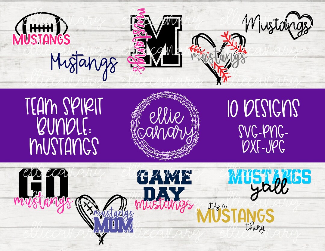 Mustangs Sport Team SVG Bundle: Football, Baseball, Softball (digital ...