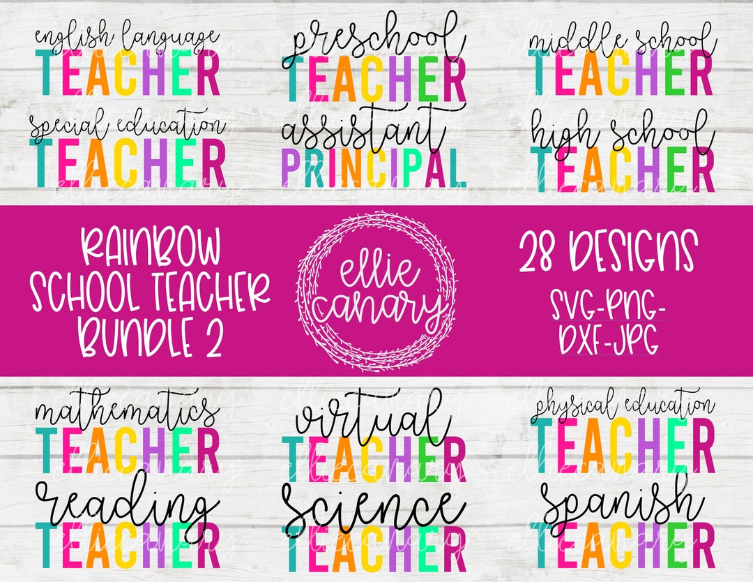 Back to School Rainbow Bundle 2 // 28 Designs // Svg Png Jpeg Dxf Cut ...