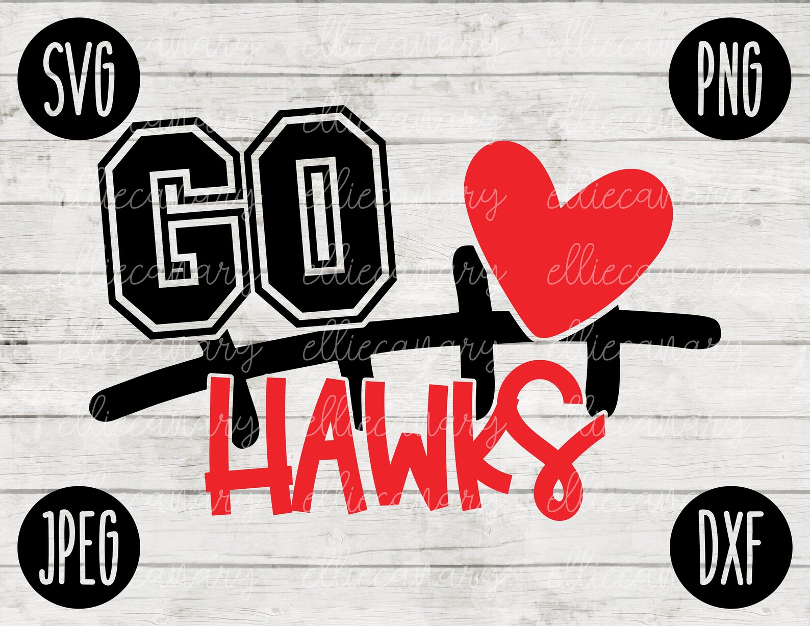 Go Hawks Football SVG Team Spirit Heart Sport Png Jpeg Dxf / - Etsy