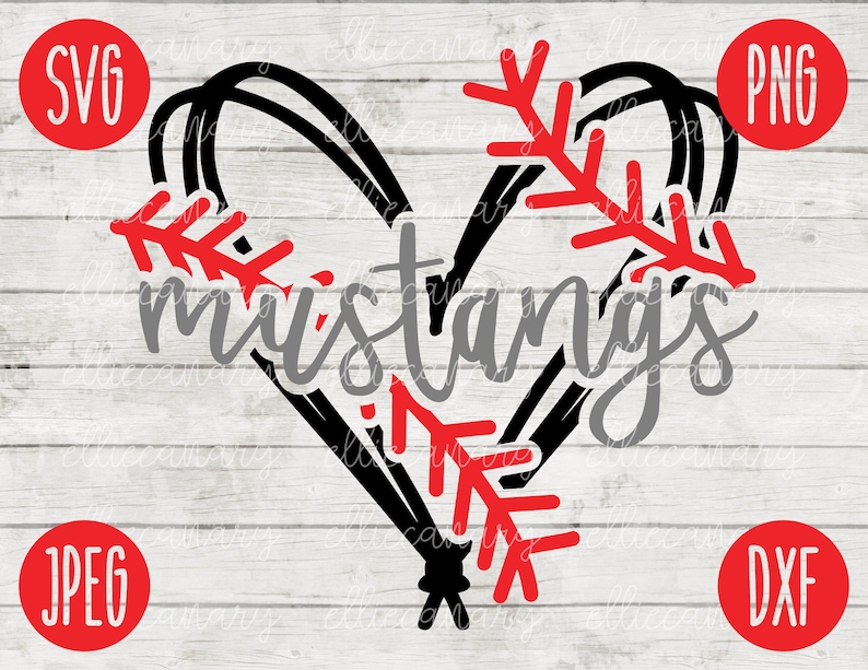 Mustangs Baseball SVG Team Spirit Heart Sport Png Jpeg Dxf / Commercial ...