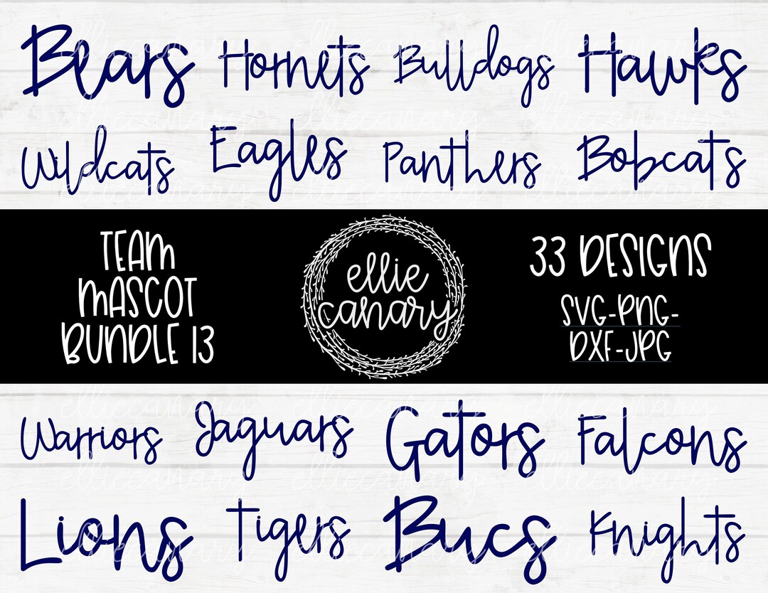 Team Spirit Mascot Bundle 13 // 33 Designs // SVG Png Jpeg Dxf / Vinyl ...