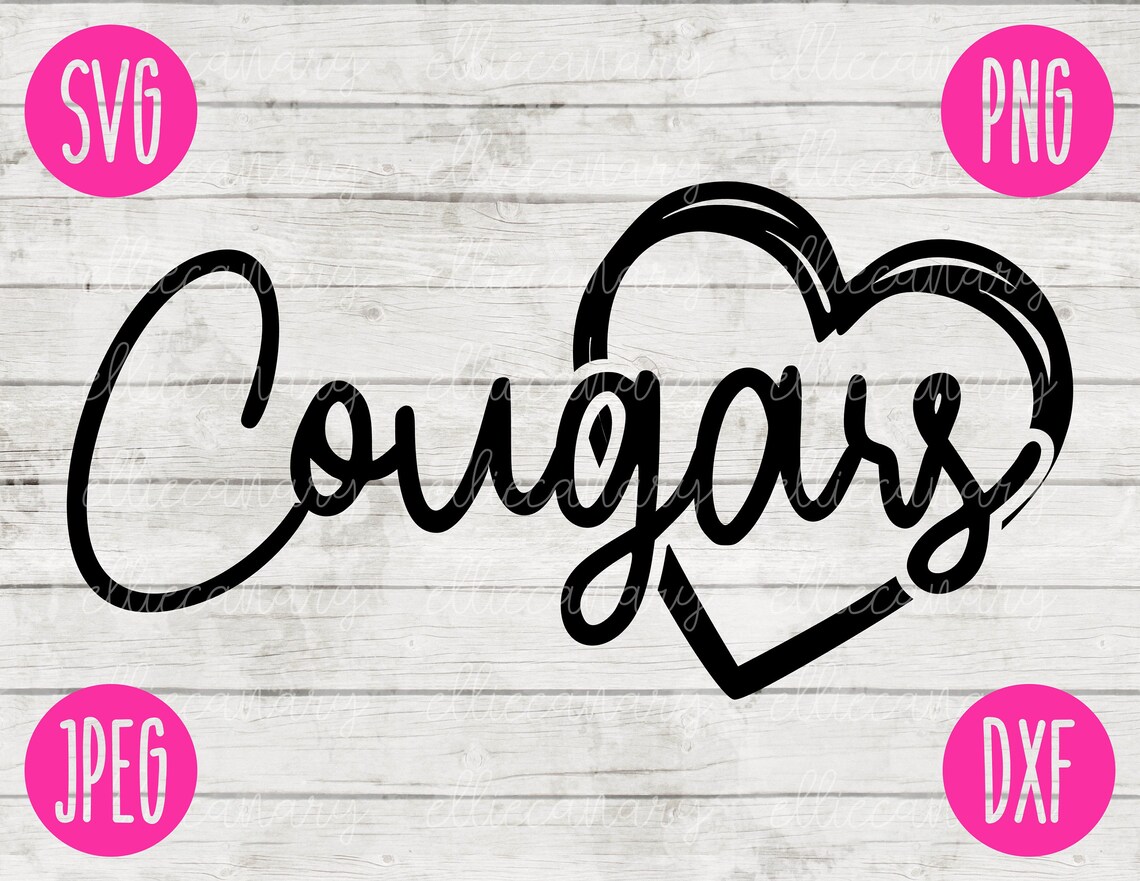 Team Spirit SVG Cougars Heart Sport Png Jpeg Dxf / Commercial | Etsy