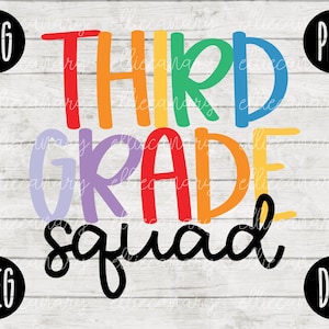 Back to School Third Grade Squad Svg Png Jpeg Dxf //cut File | Etsy