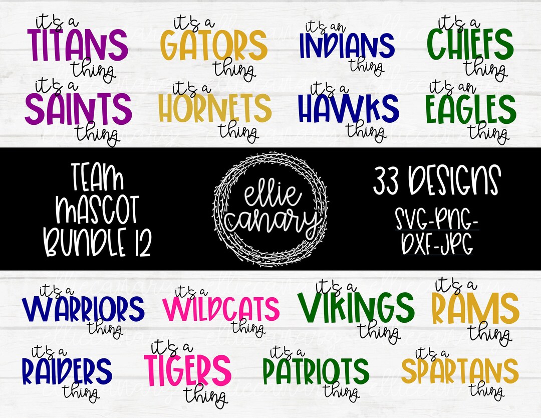 Team Spirit Mascot Bundle 12 // 33 Designs // SVG Png Jpeg Dxf / Vinyl ...
