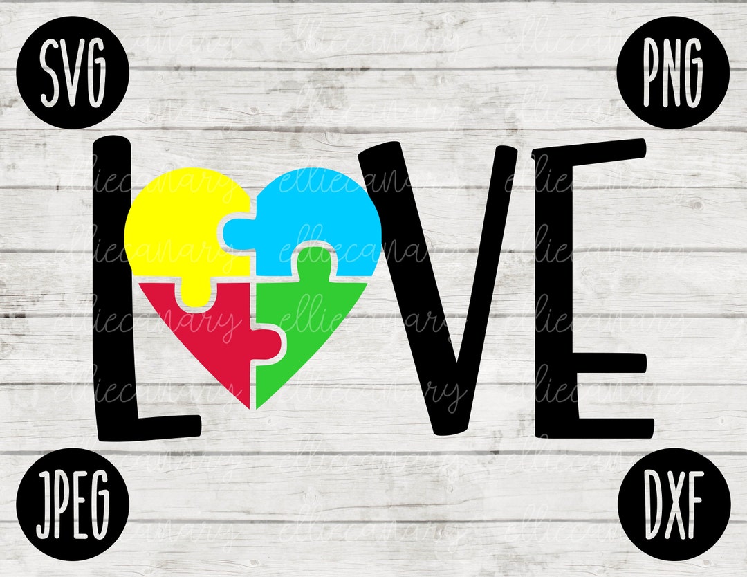 Love Puzzle Heart Autism Awareness Acceptance Svg Png Jpeg Dxf - Etsy