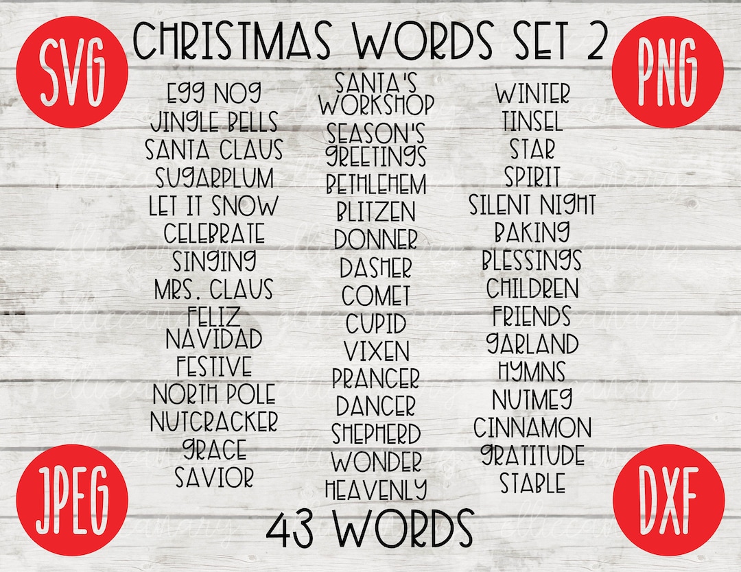 Christmas Word Bundle Set 2 SVG 43 Christmas Words Ornament Svg Png ...