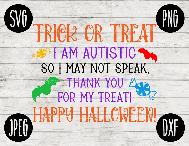 Autism Halloween Bag SVG Trick or Treat Svg Png Jpeg Dxf / - Etsy
