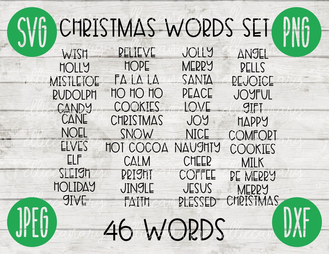 Christmas Words SVG Bundle: 46 Holiday Ornament Cut Files (digital ...