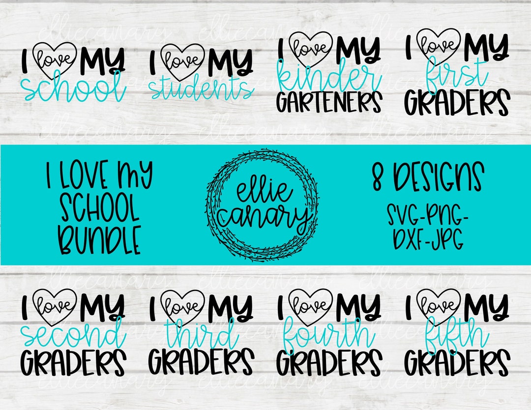 Back to School Bundle Svg Png Jpeg Dxf Cut File I Love My School ...