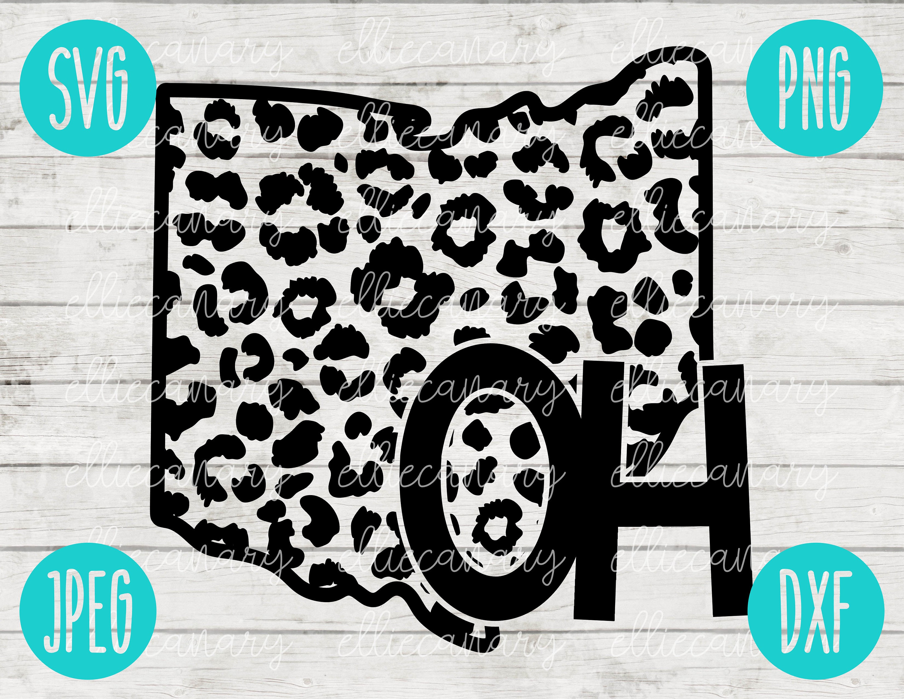Ohio OH SVG State Leopard Cheetah Print svg png jpeg dxf Small | Etsy
