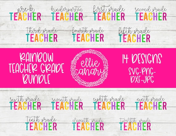 Back to School Bundle Rainbow Teacher Grade Svg Png Jpeg Dxf | Etsy